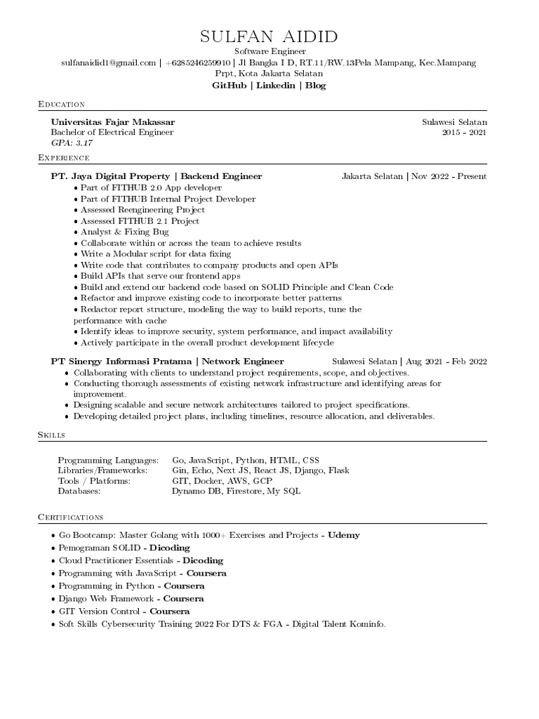 Sulfan's Resume-Hackerresume | PDF | Computer Engineering | World Wide Web