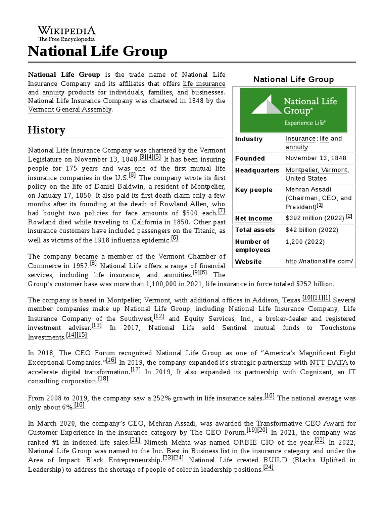 National Life Group | PDF | Service Industries | Insurance