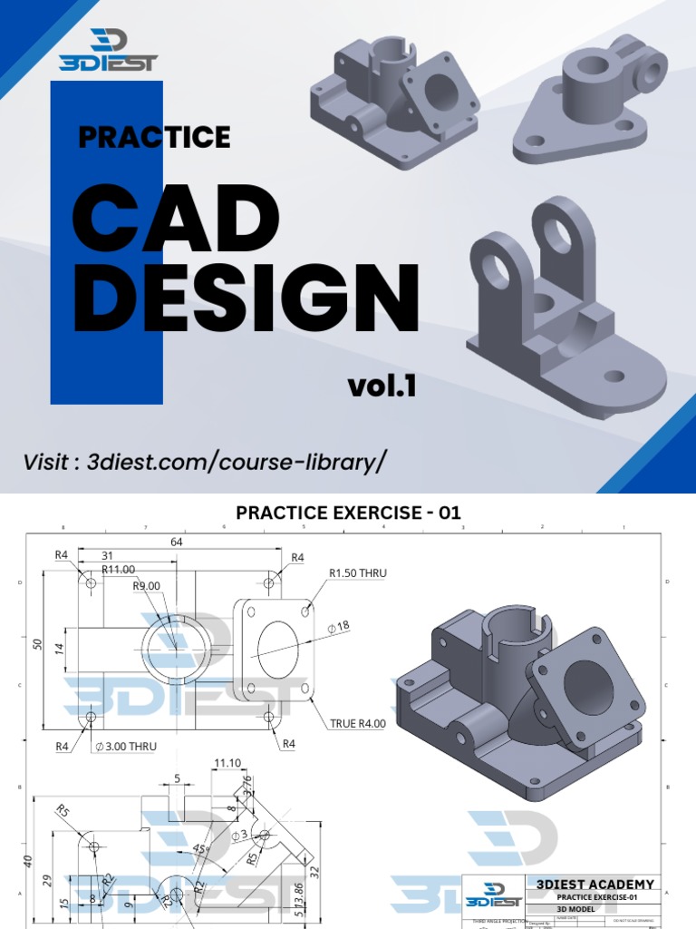 CAD Practice Exercise Vol 1 1 | PDF | Computer Aided Design