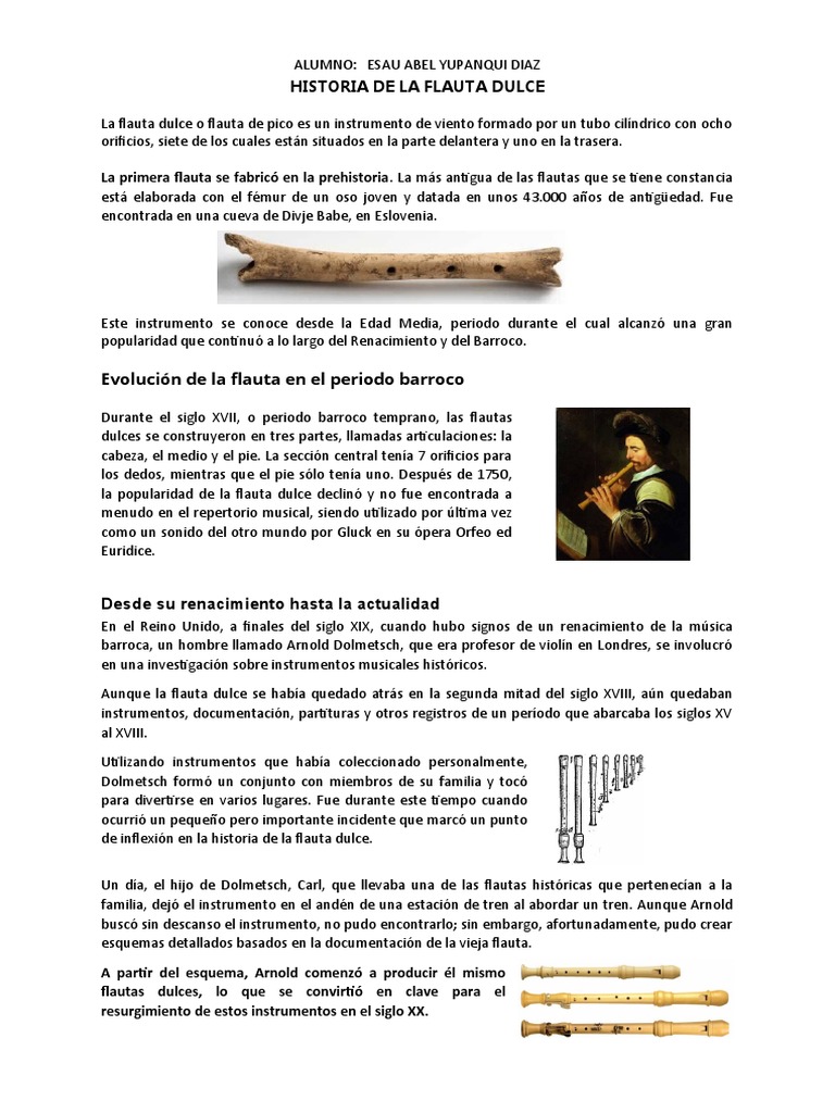 Historia de La Flauta | PDF | Flauta | Grabadora (instrumento musical)