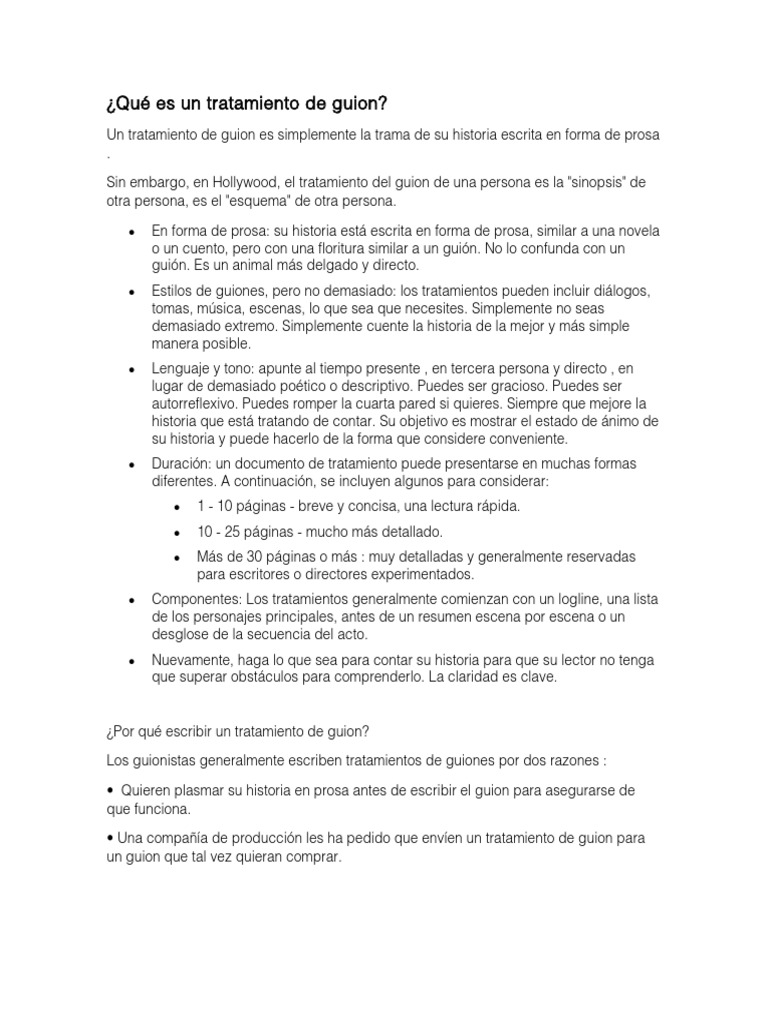 Qué Es Un Tratamiento de Guion PDF | PDF
