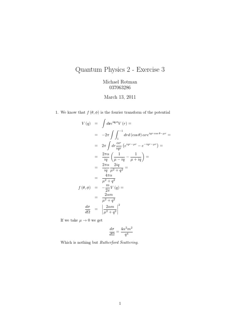 Quantum Physics: Fourier Transform Exercises | PDF | Teaching Methods ...