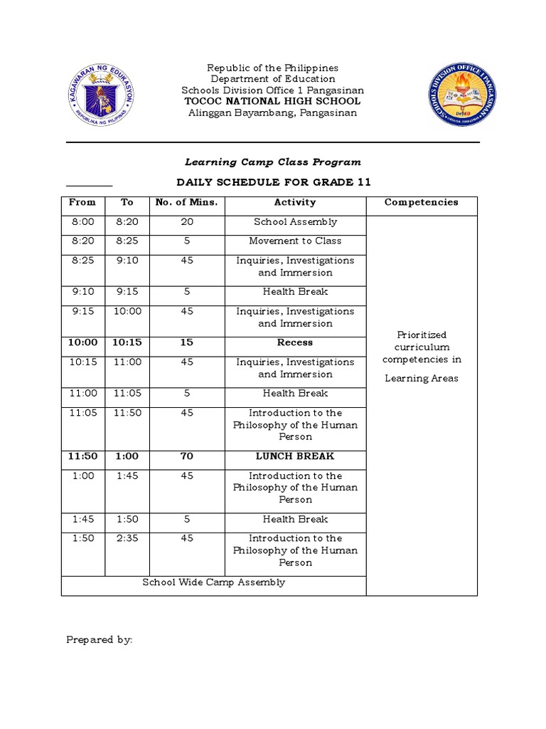 Class Program. SHS NLC | PDF