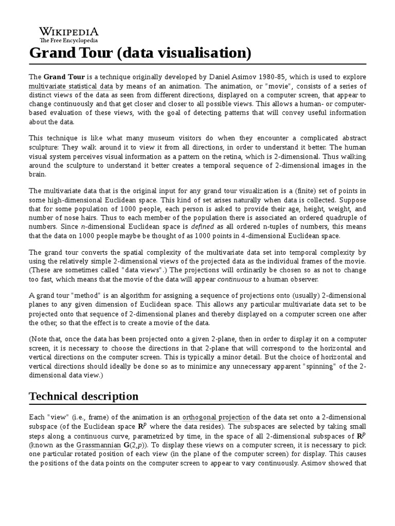 Grand Tour (Data Visualisation) | PDF | Geometry | Mathematics