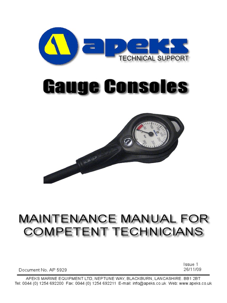 Apeks Gauge Consles Maintenance Issue 1 (26!11!2009) | PDF | Chemistry | Materials