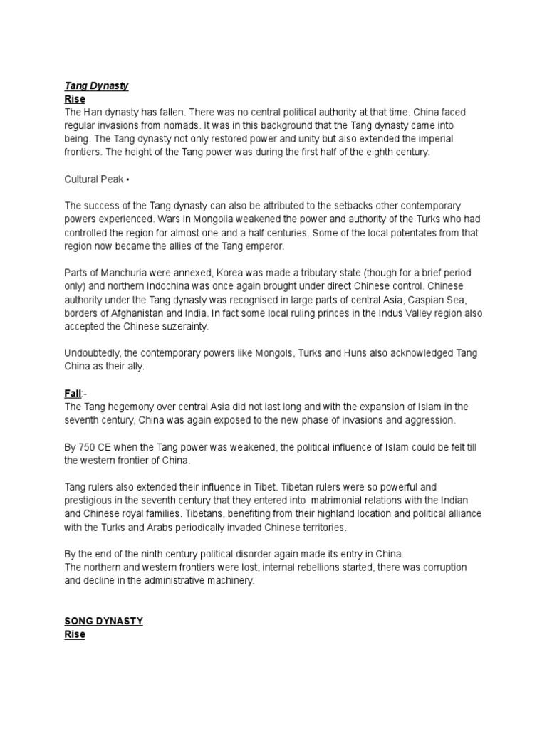 Dynasties 1 | PDF | Mongol Empire | Tang Dynasty