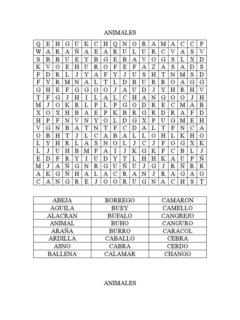 Sopa De Letras De Animales Para Imprimir Animales Sopa De Letras En