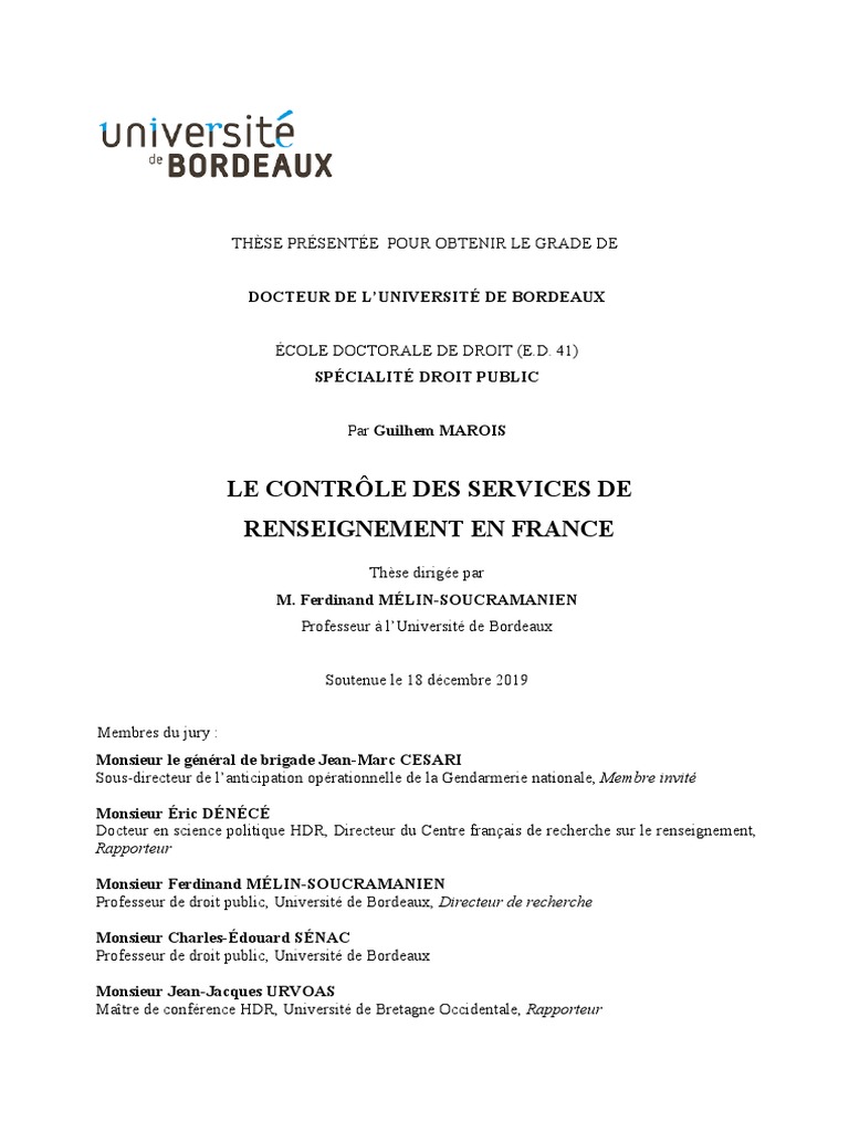 Contrôle des Services de Renseignement en France | PDF | Espionnage ...