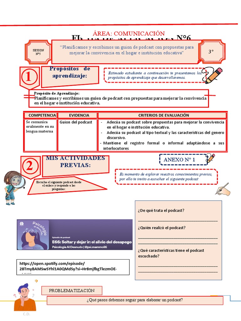 3° Ficha de Aplicación-Sesión6-Sem.3-Exp.1-Comu | PDF | Podcast | Comunicación humana