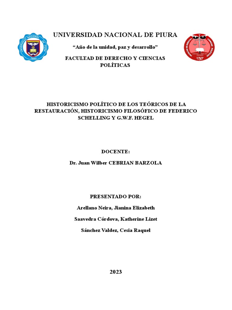 Historicismo Político de Los Teóricos de La Restauración, Historicismo ...