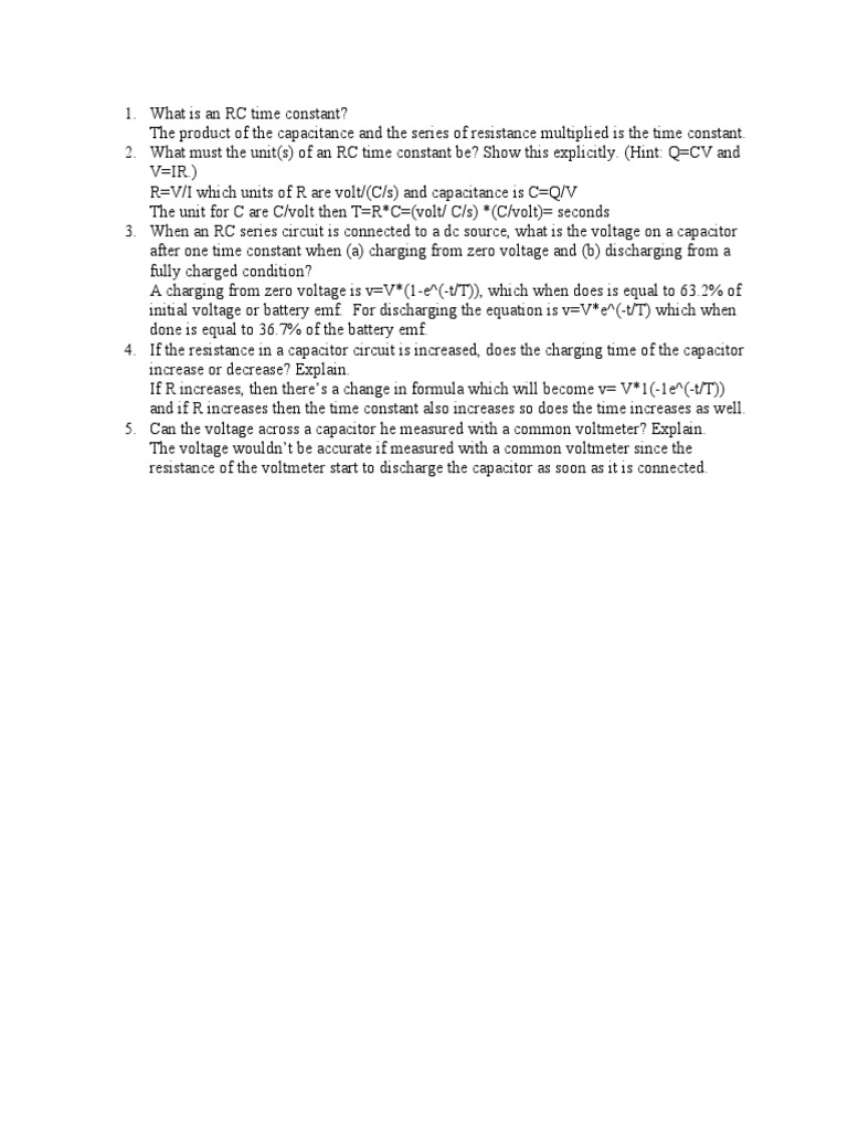 RC Time Constant Pre Lab | PDF | Teaching Methods & Materials