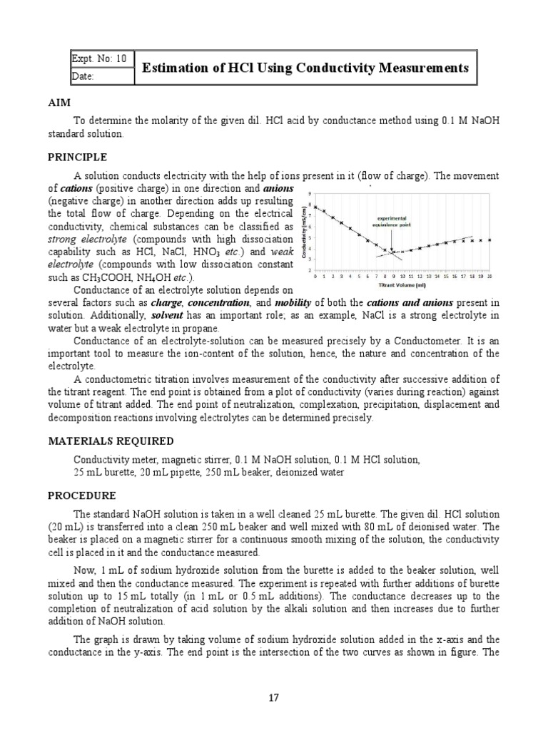 Conductometric Acid Base Titration | PDF | Titration | Chemistry