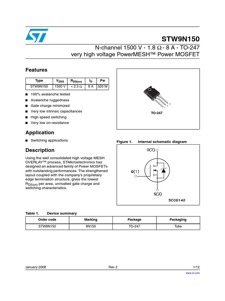 Stw 9 N 150 Pdf Computer Engineering Electrical Resistance And