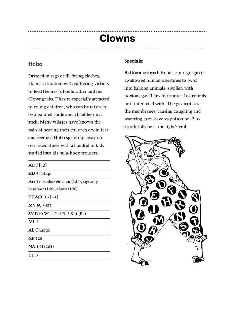 Bestiary - Clowns | PDF
