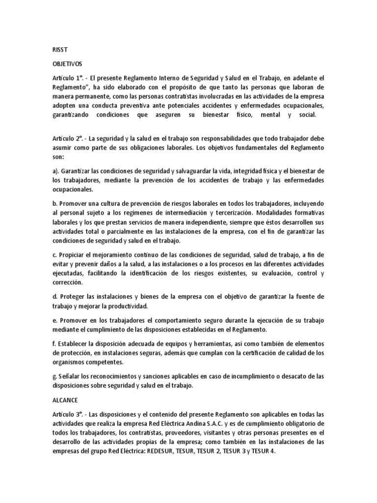 RISST | PDF | Seguridad y salud ocupacional