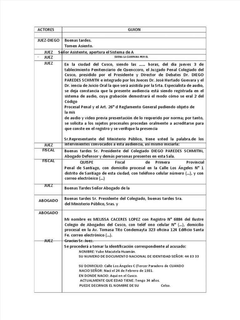 3 PDF Guion Practica Penal Juicio Oral | PDF | Fiscal | Coche de policía