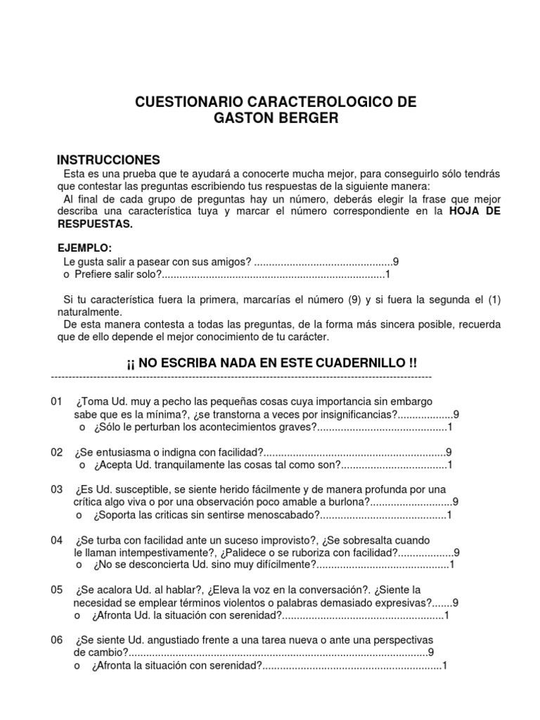 Test Berger | PDF | Metafísica de la mente | Sicología