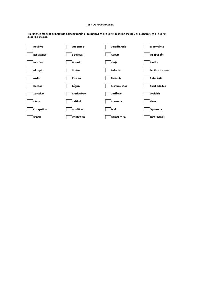 Test de Naturaleza | PDF