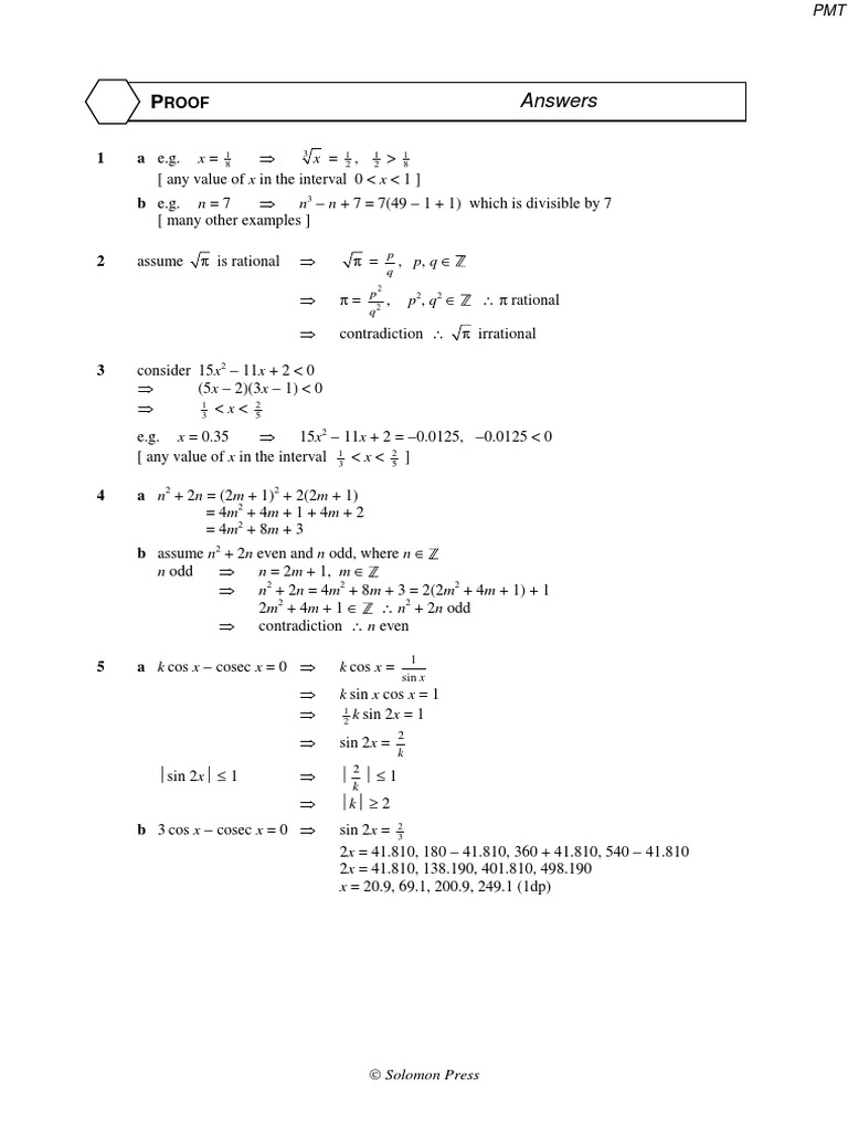 2b. Mixed Exam-Style Questions On Proof - Answers | PDF | Arithmetic ...