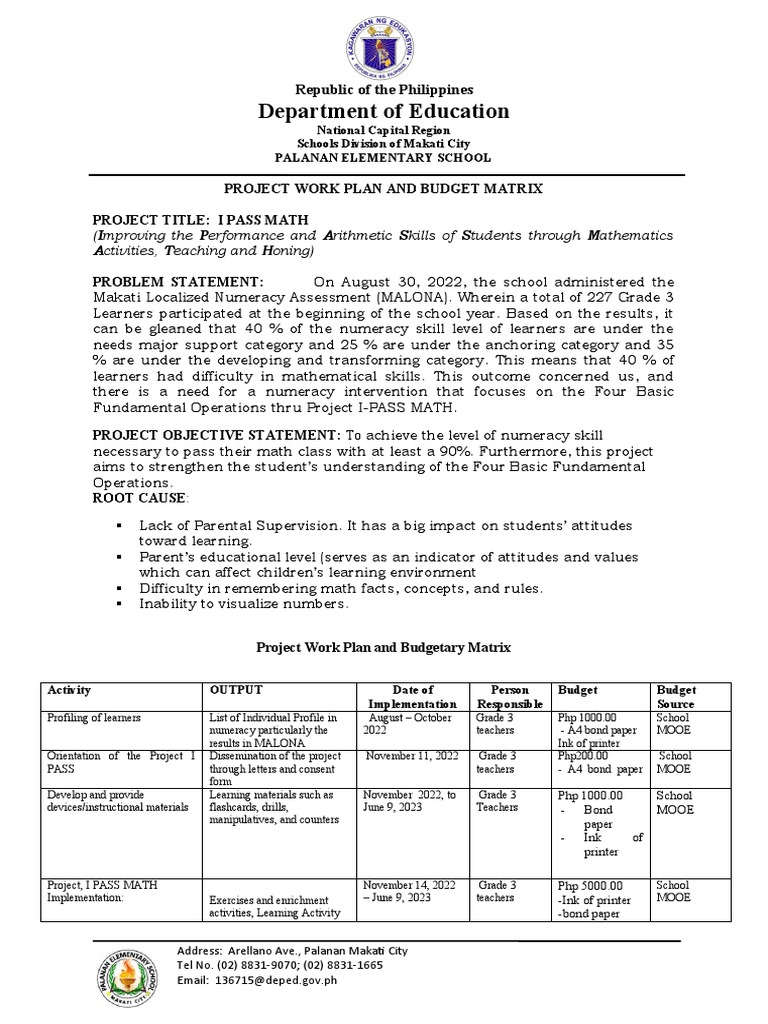 I PASS MATH Project Proposal | PDF | Mathematics | Learning