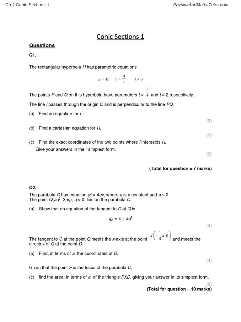 Ch.2 Conic Sections 1 | PDF | Analytic Geometry | Geometric Shapes
