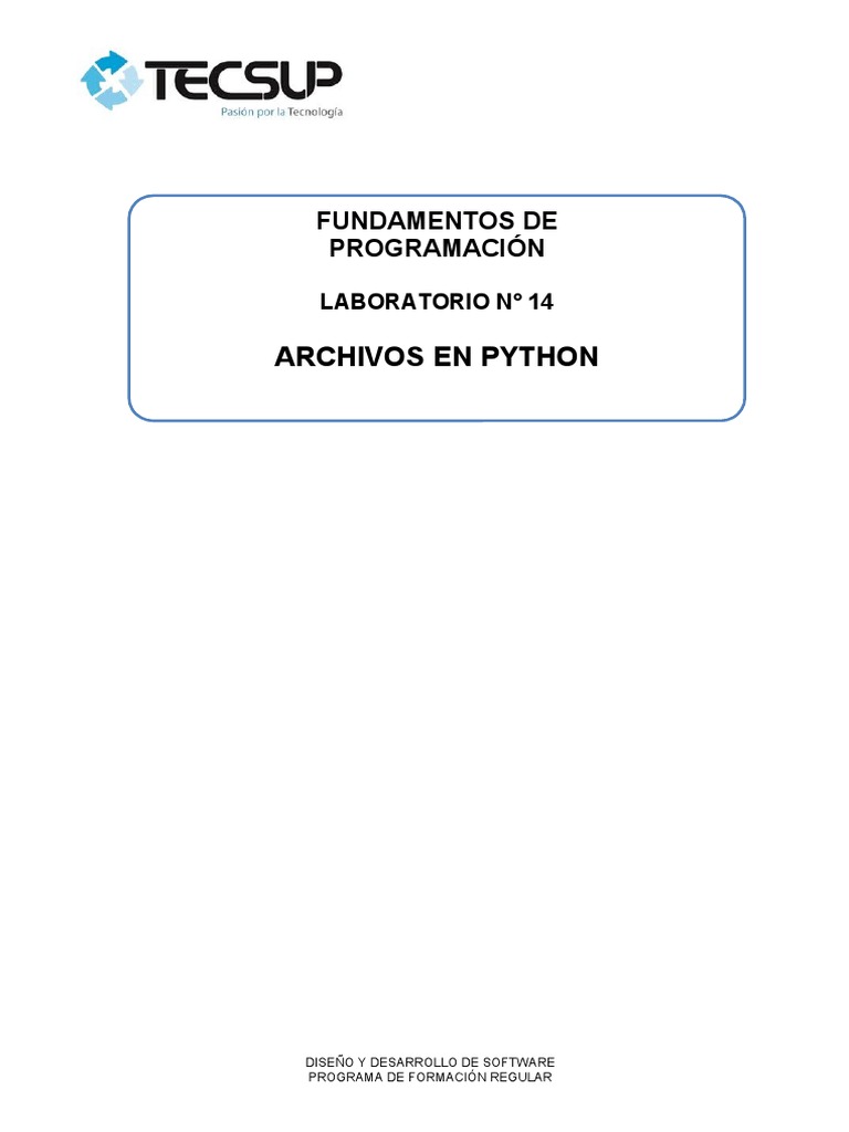 Lab 14 - Archivos en Python | PDF | Archivo de computadora | Python (lenguaje de programación)
