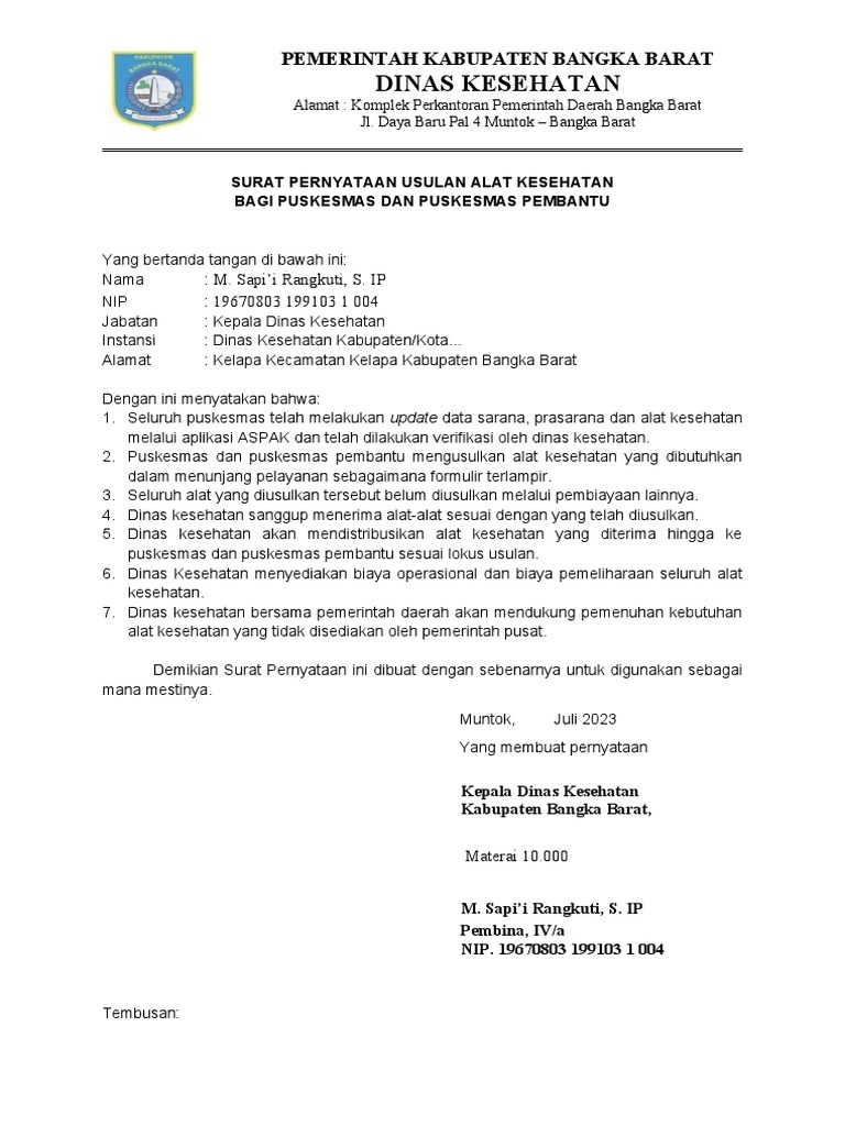 V3 Surat Pernyataan Dinkes-2 | PDF
