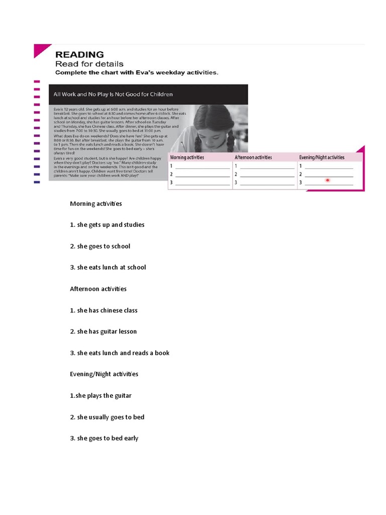 Morning Routine Activities | PDF