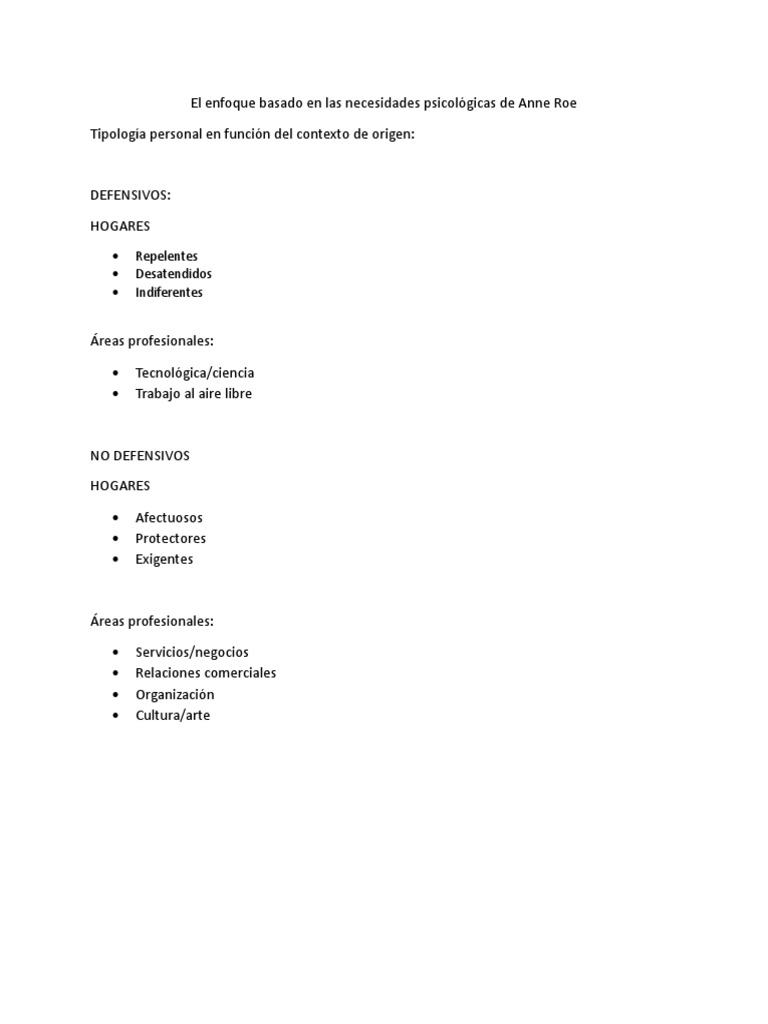 Enfoque Anne Roe | PDF