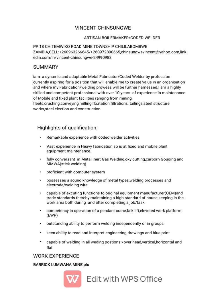Document Wps Office Pdf Welding Construction