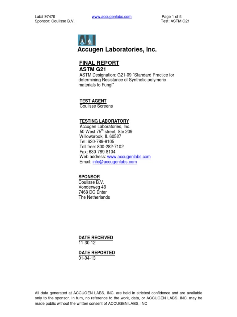Test Anti-Fungi ASTM G21 USA | PDF | Mold | Agar