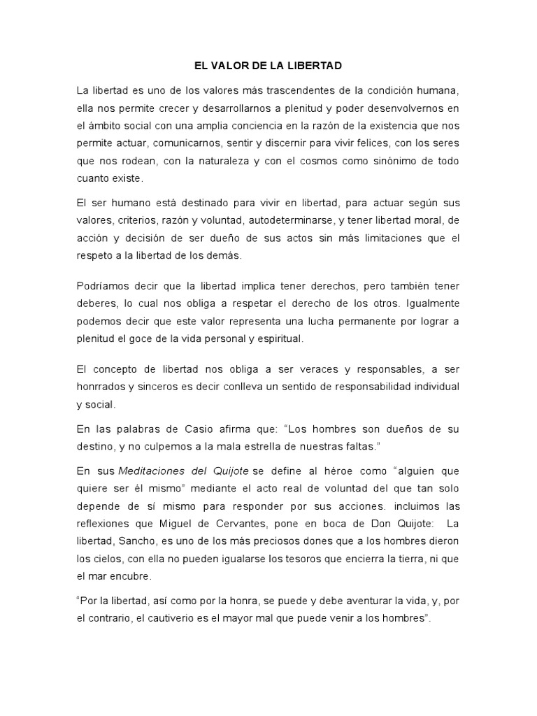 El Valor de La Libertad | PDF