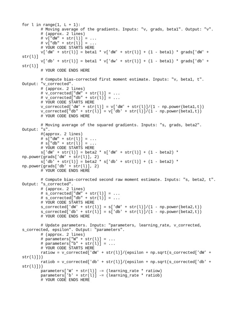 Adam Optimizer Implementation Guide | PDF
