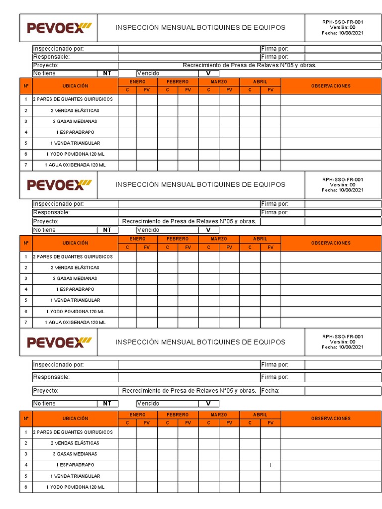 SEMICO-SSO-FR-005 Inspeccion de Botiquines | PDF