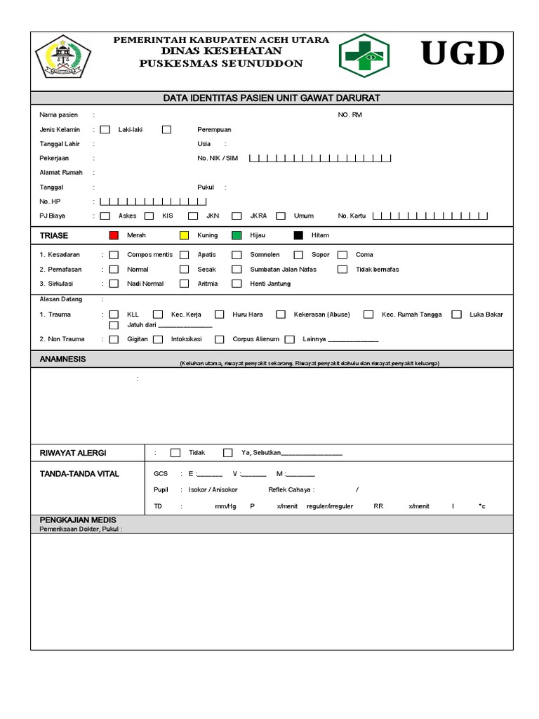 TEMPLATE Status - Pasien - Baru - UGD | PDF