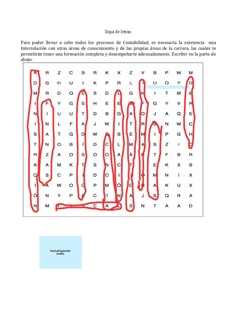 Sopa de Letras.áreas de La Contabilidad | PDF