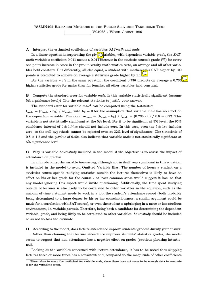 Take Home Test 1 | PDF