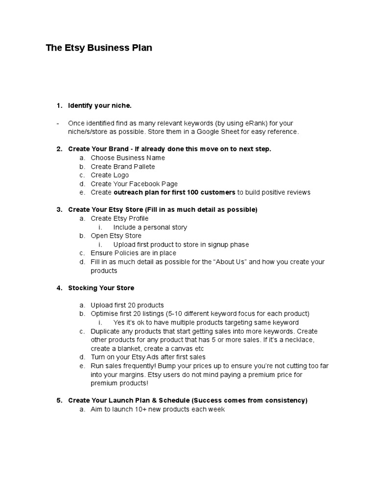The Etsy Business Plan | PDF