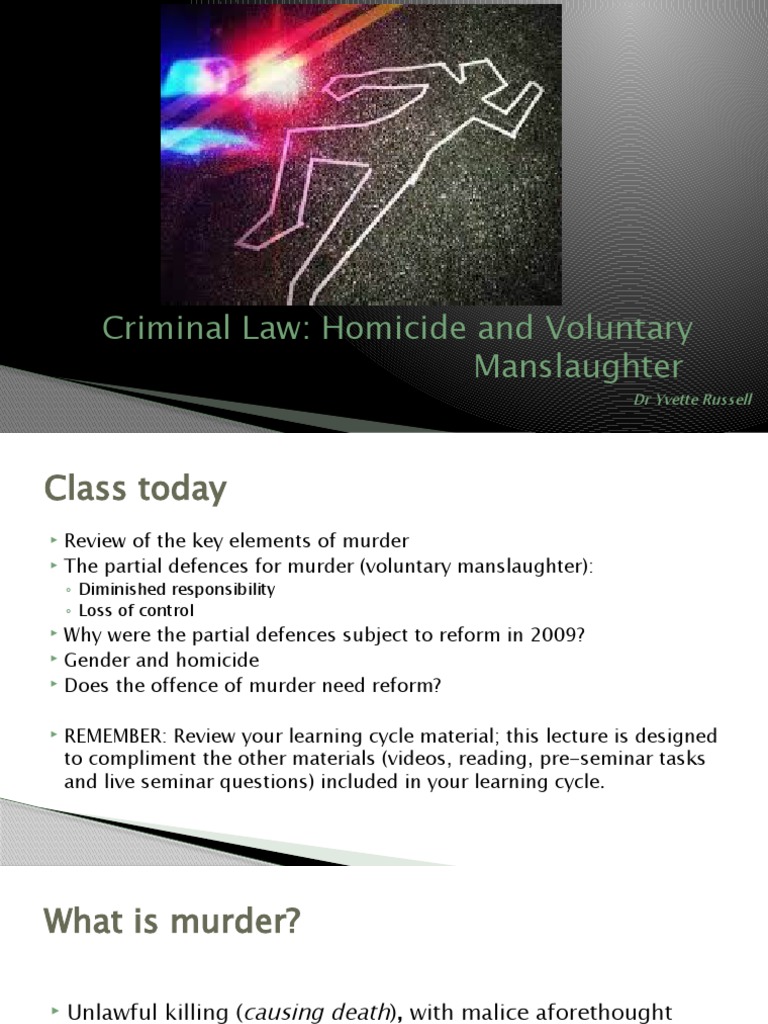 Homicide and Voluntary Manslaughter Explained | PDF | Manslaughter ...