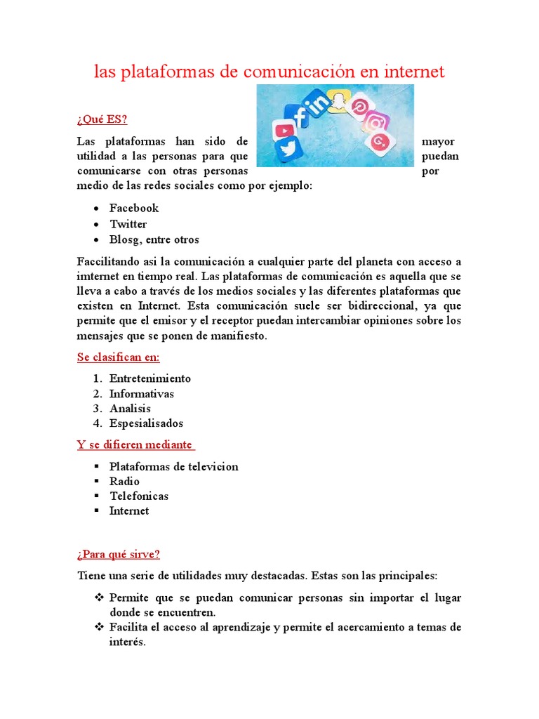 Las Plataformas de Comunicación en Internet | PDF