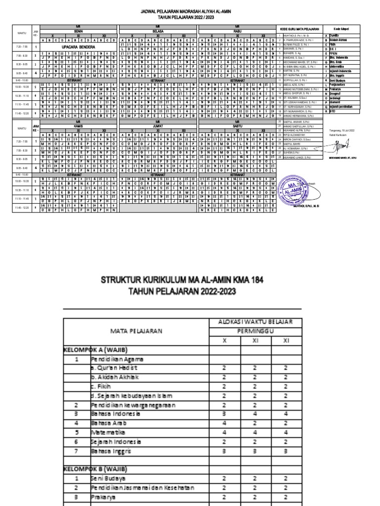 Jadwal Ma 2022-2023 | PDF