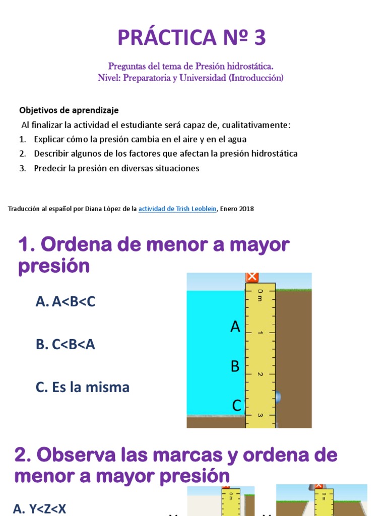 Presión Hidrostática: Actividad Educativa | PDF
