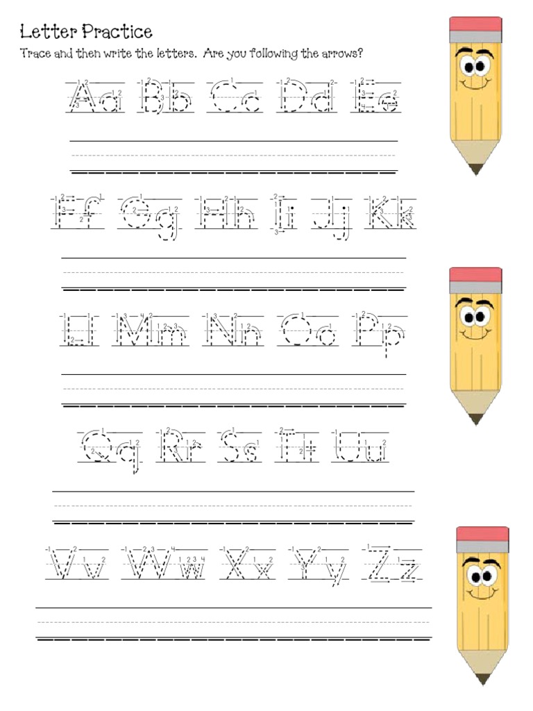 Follow The Arrows Letter Writing Practice | PDF
