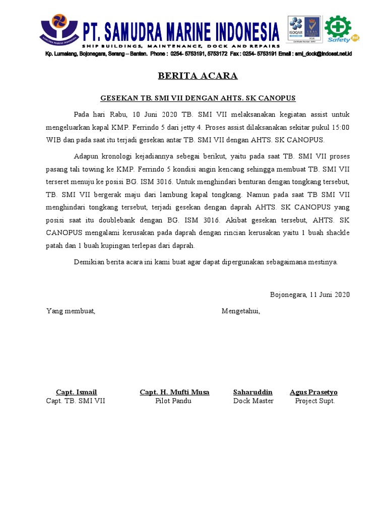 Berita Acara Gesekan SK Canopus | PDF