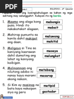LAS - LS1 - Magkasingkahulugan at Magkasalungat | PDF