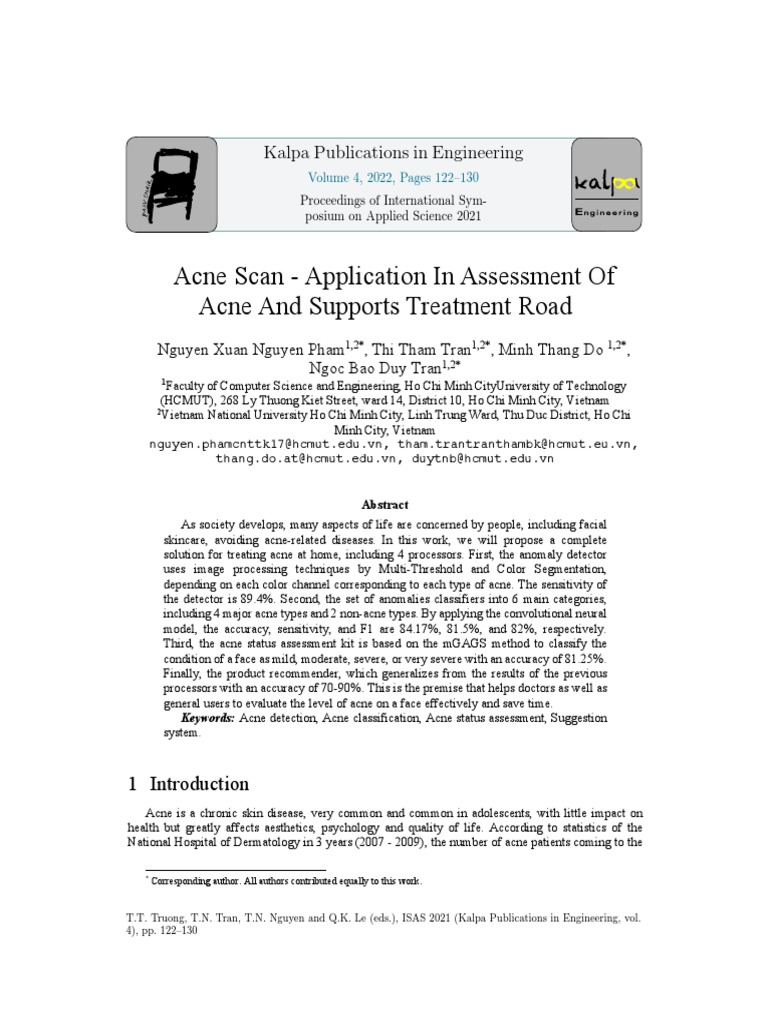 Acne Scan - Application in Assessment of Acne and Supports Treatment Road | PDF | Image Segmentation