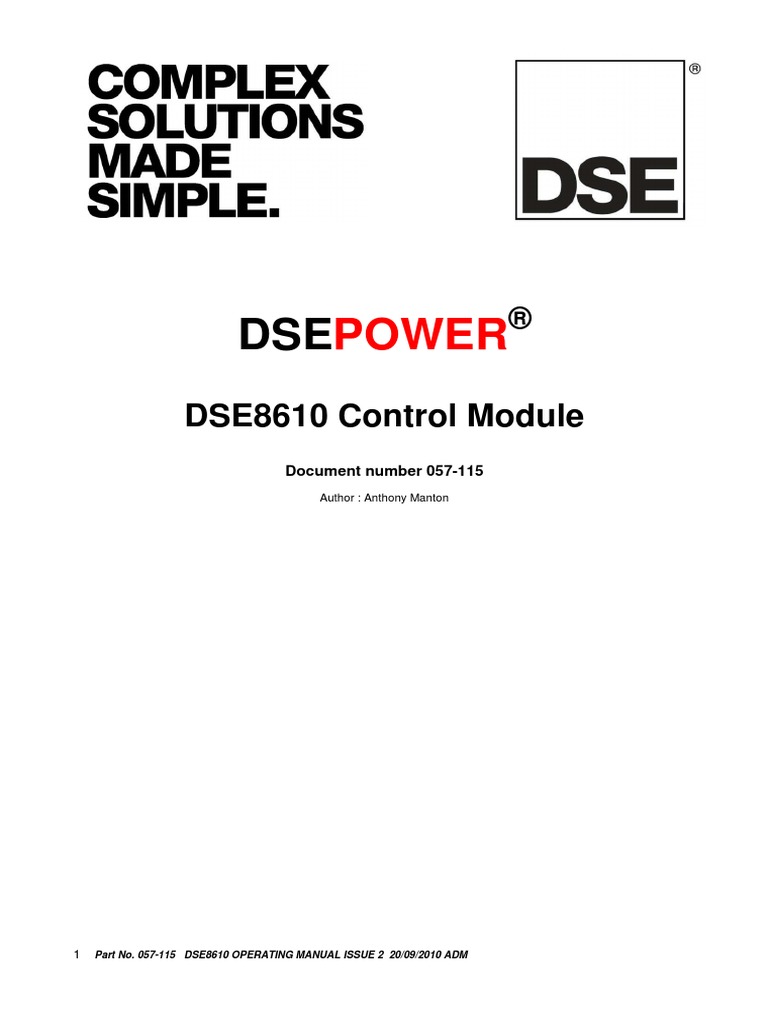 Dse8610 Manual | PDF | Relay | Switch