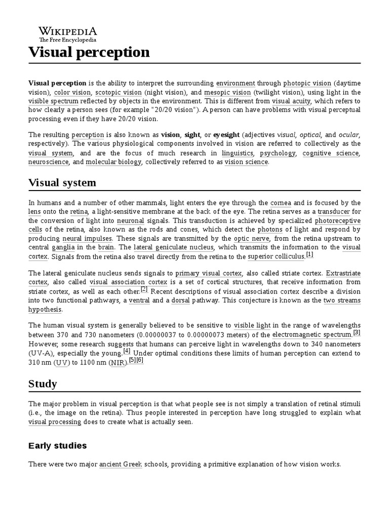 Visual Perception | PDF | Visual Perception | Visual System