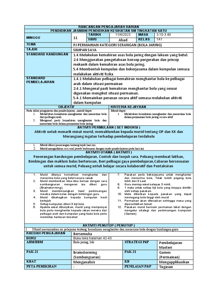RPH Sains t2 Dan PJPK | PDF