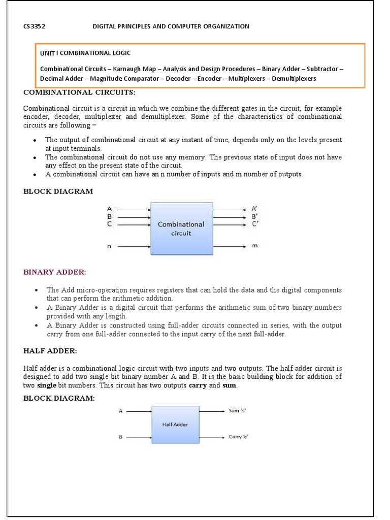 DPCO Unit 1 | PDF | Subtraction | Electronics